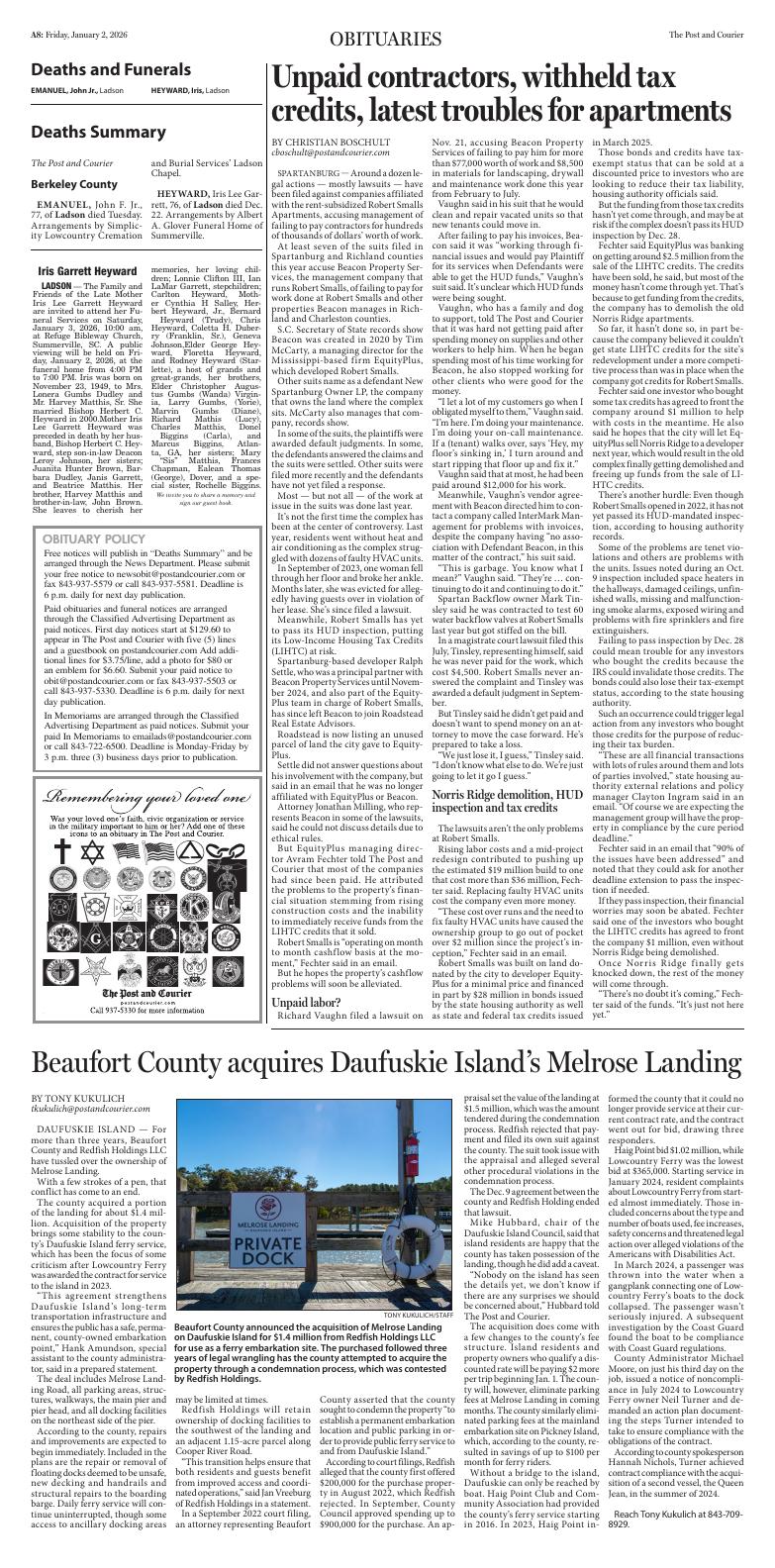 Page A8 | E‑Paper – The Post and Courier | Full Digital SC’s Top Newspaper