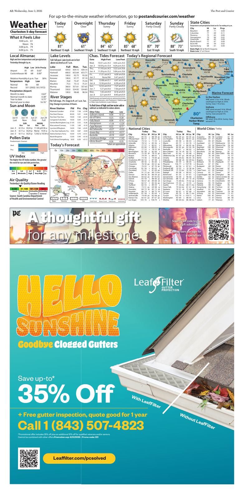Page A2 | E‑Paper – The Post and Courier | Full Digital SC’s Top Newspaper