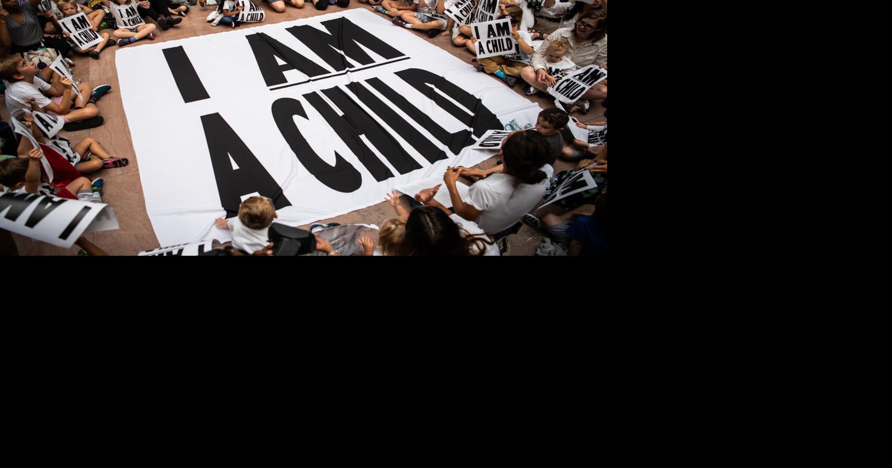 Children lead sit-in at Senate building in protest of Trump policy ...