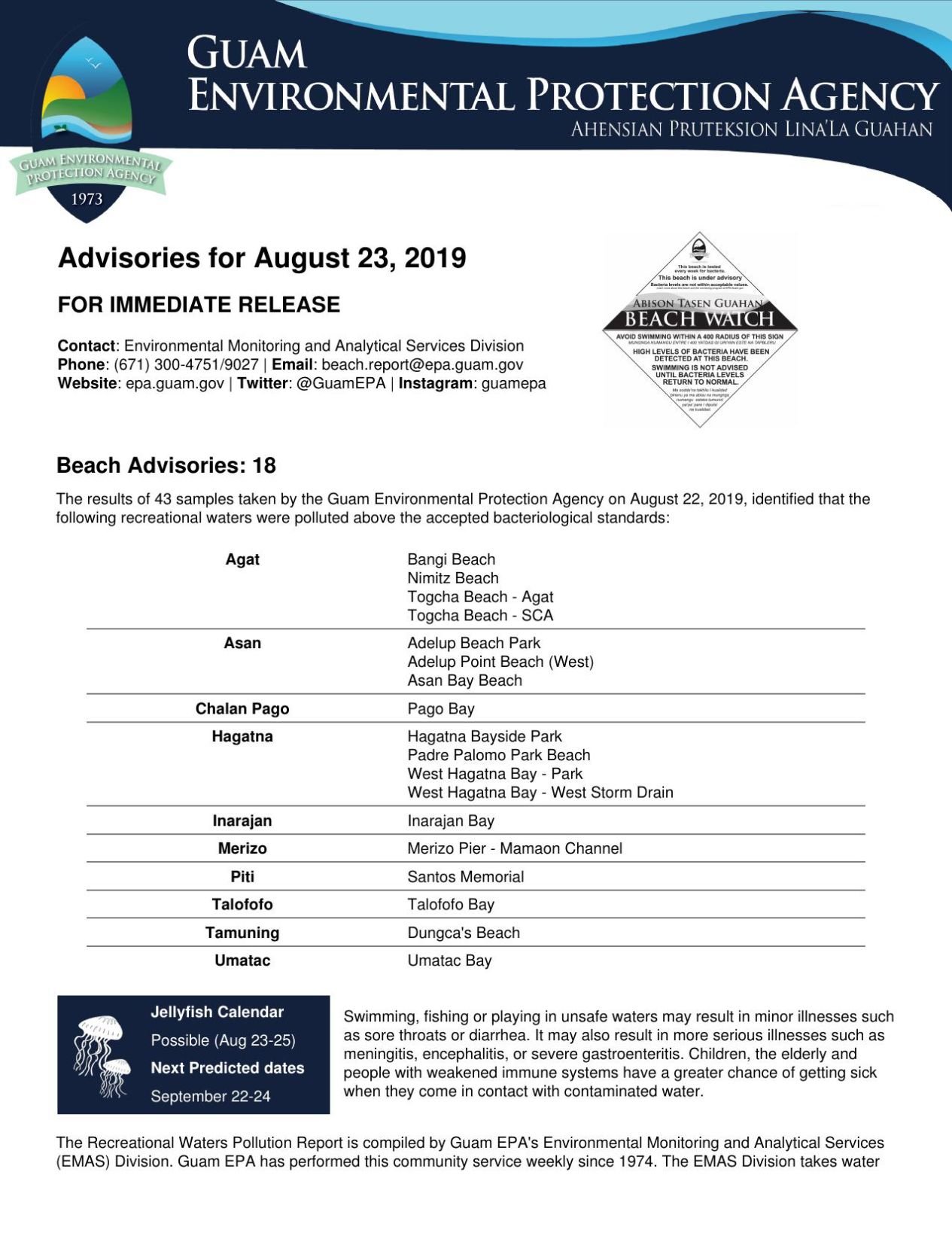 Guam EPA: 18 beaches polluted above acceptable standards | Local News ...