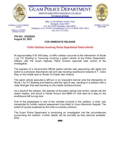 GPD: Patrol car made 'imprudent' left turn before collision | Local ...