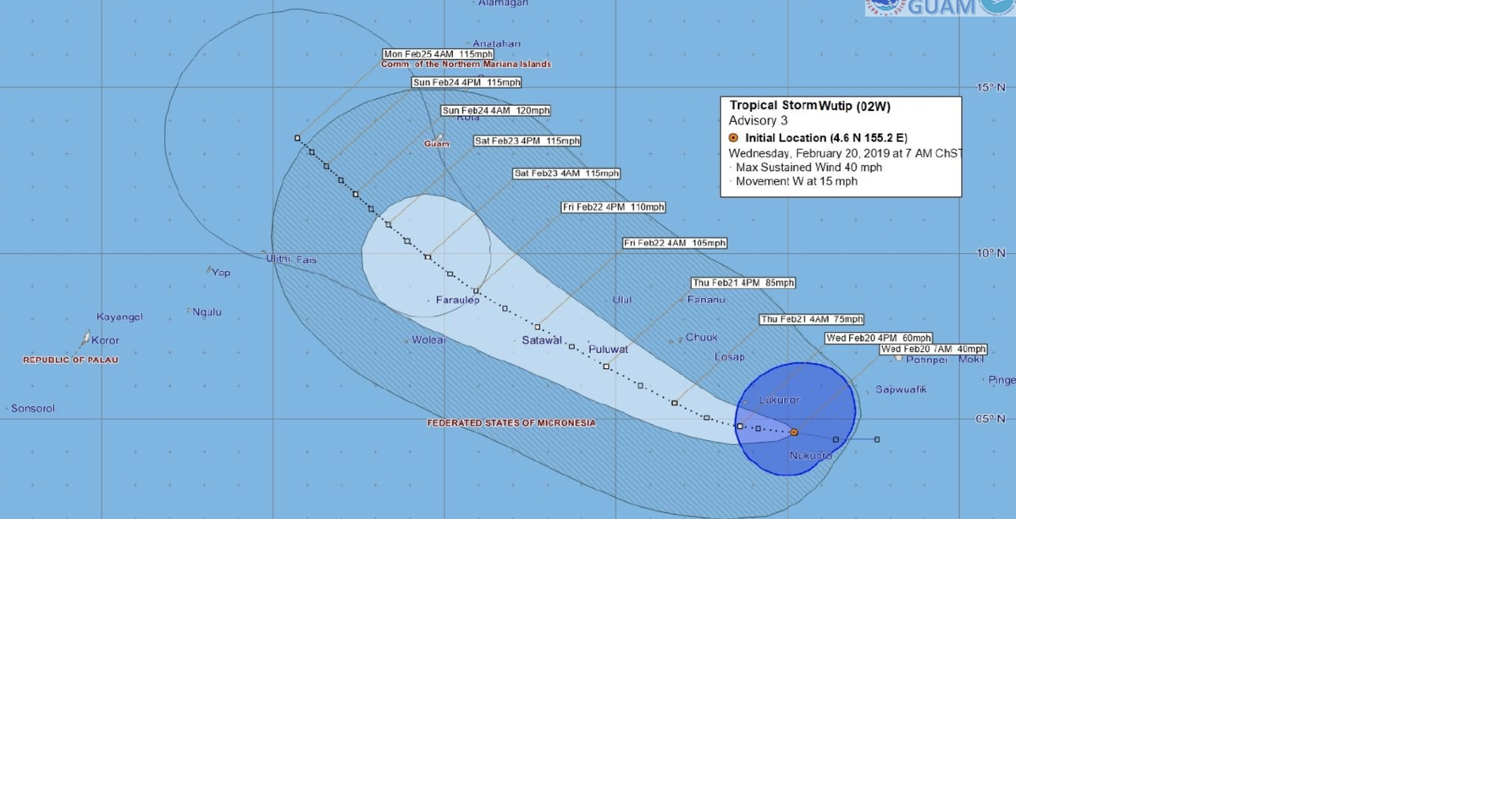 Tropical Storm Wutip could pass south of Guam Saturday | Local News ...