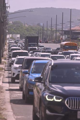 Road resurfacing work causes delays in traffic on Marine Corps Drive ...