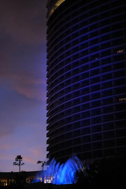 Tsubaki Tower lights it blue | Guam News | postguam.com