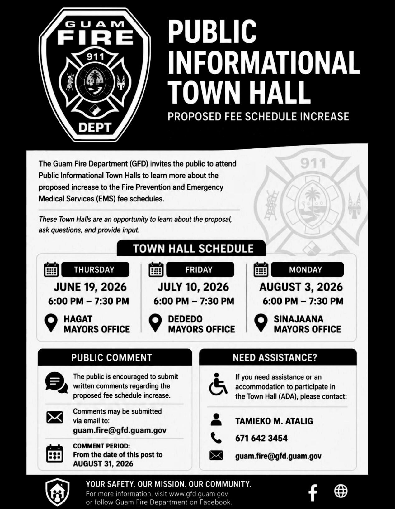 GFD Town Hall - Fee Schedule Increase | Notices | postguam.com
