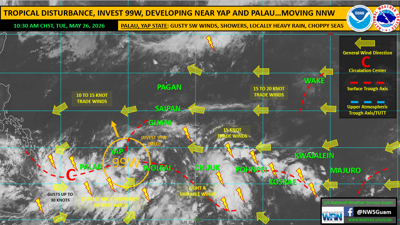 Invest 99W develops near Yap, misses Guam | Local News | postguam.com