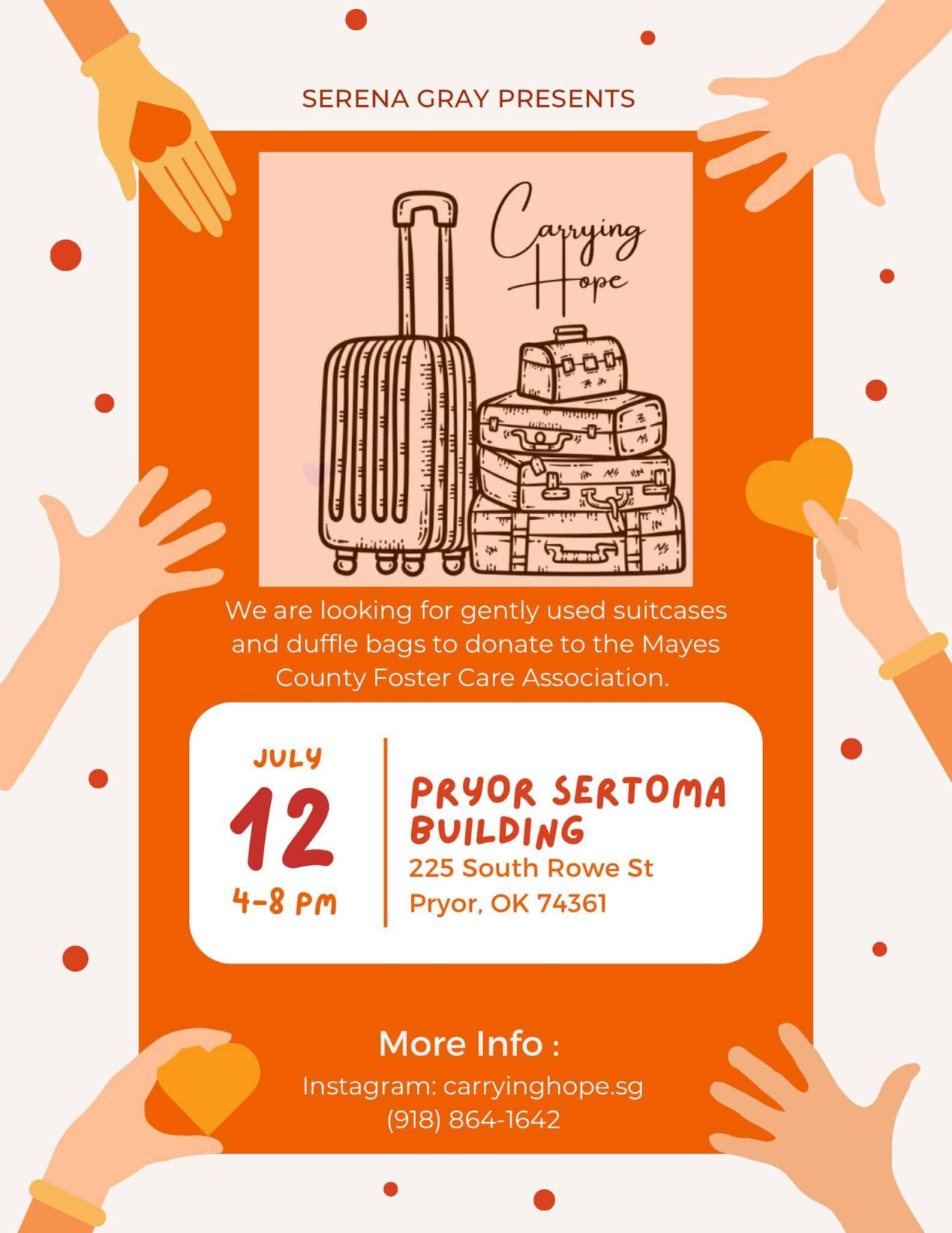 Suitcase Drive at the Sertoma Building | Community | pryorinfopub.com