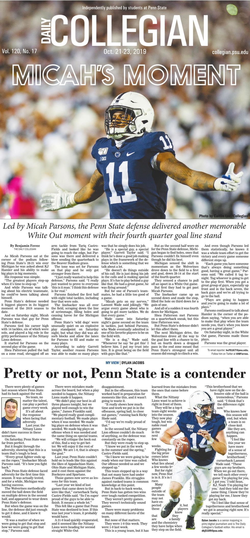 The Daily Collegian for Oct. 21, 2019 | Print Editions | Daily ...