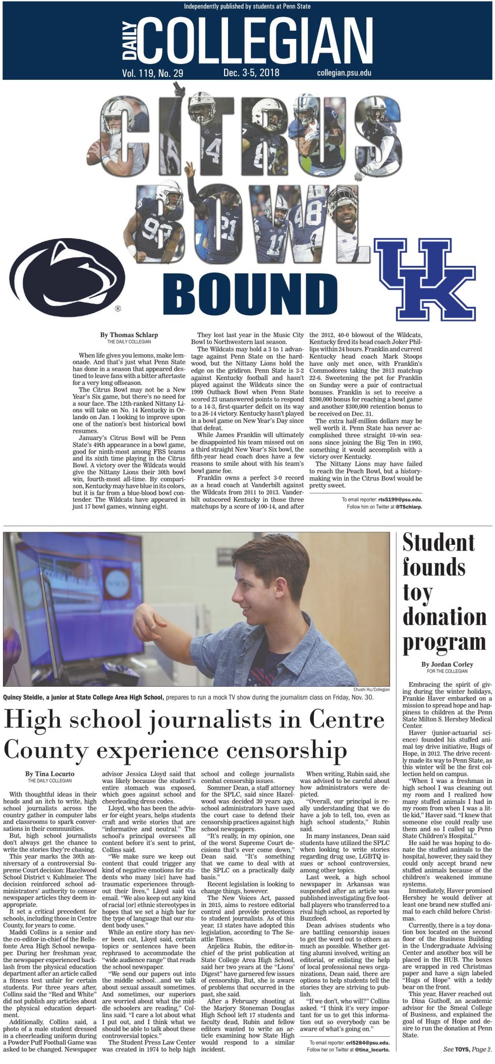 The Daily Collegian for Dec. 3, 2018 | Print Editions | Daily Collegian ...
