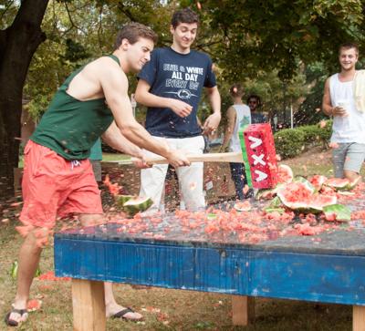 Lambda Chi and Kappa Alpha Theta smash watermelons for Feeding America ...