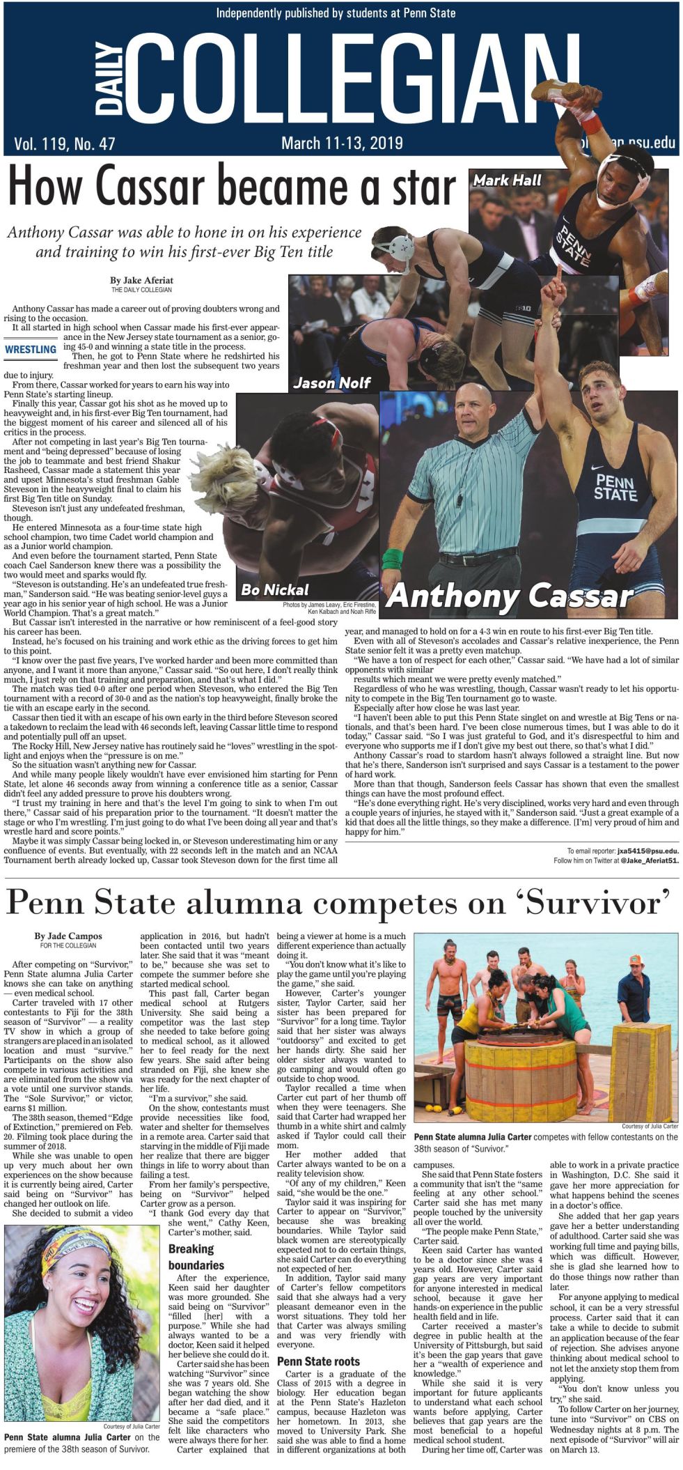 The Daily Collegian for March 11, 2019 | Print Editions | Daily ...