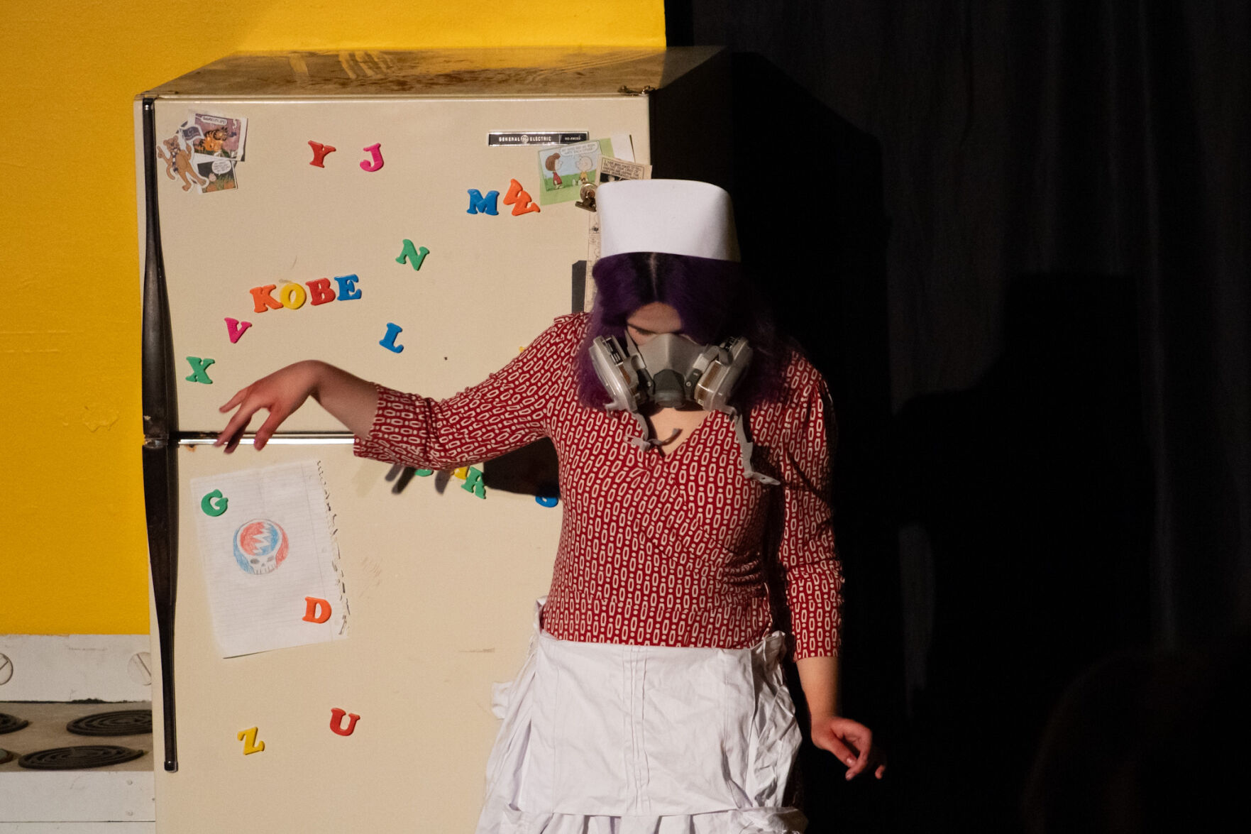 Feathers and Teeth - Chris dancing with gas mask | | psucollegian.com