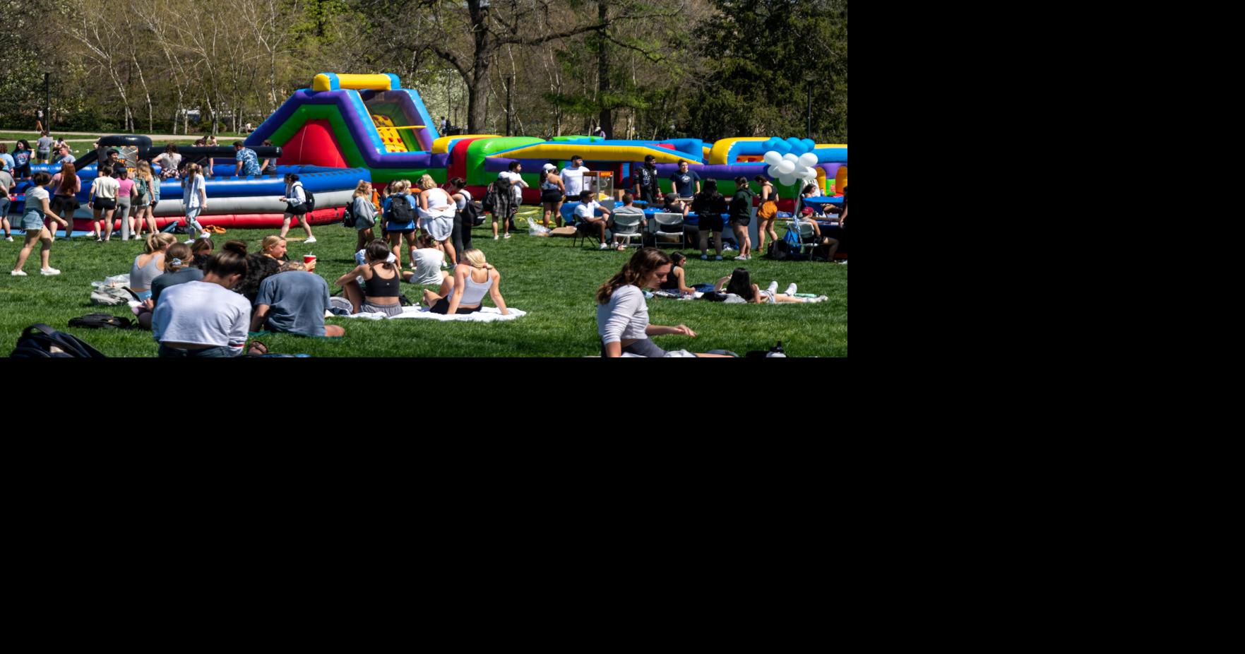 Blow-up obstacle courses entertain students on HUB Lawn ...