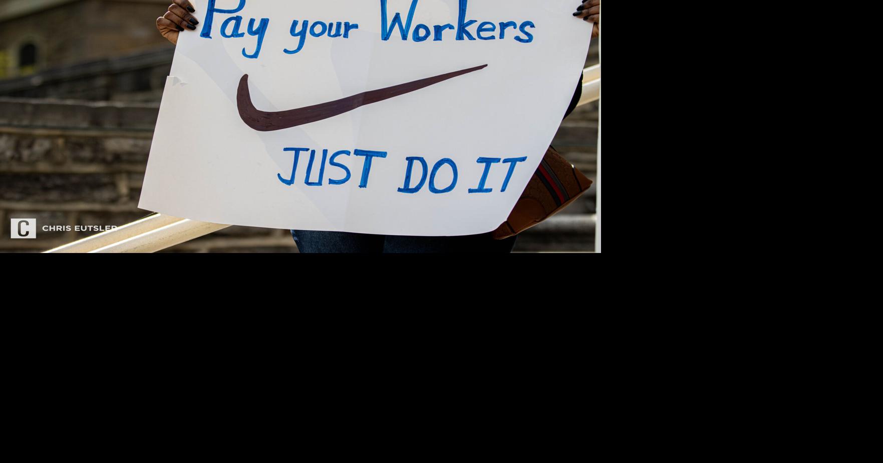 Workers Rights Protest, Old Main sign | | psucollegian.com