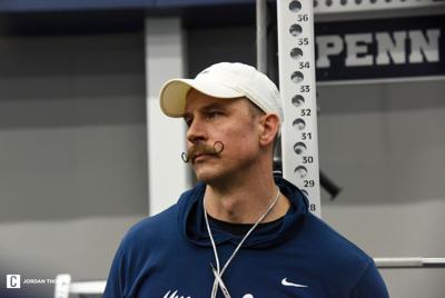Strength coach Chuck Losey addresses the media as Penn State football’s ...