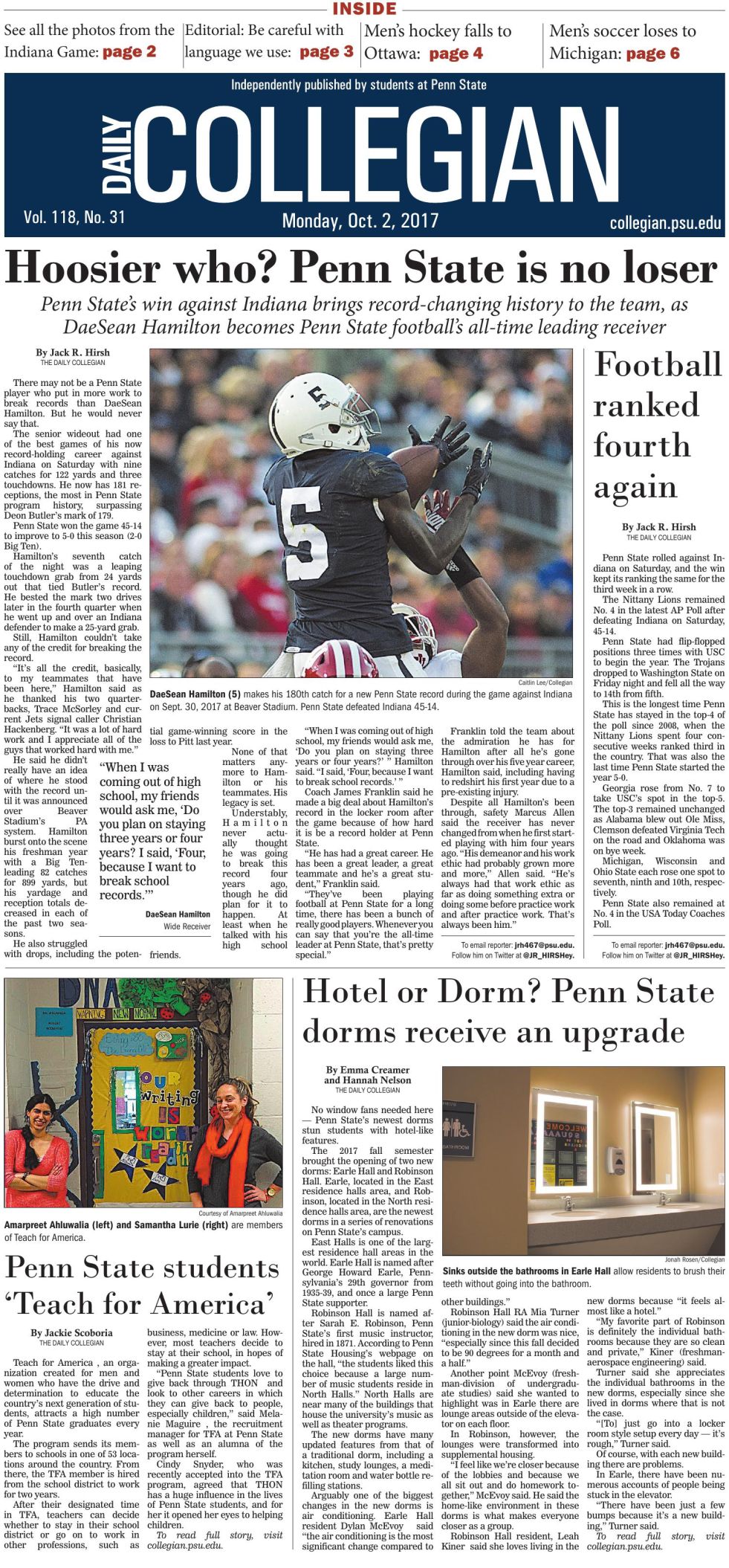 The Daily Collegian for Oct. 2, 2017 | Print Editions | Daily Collegian ...