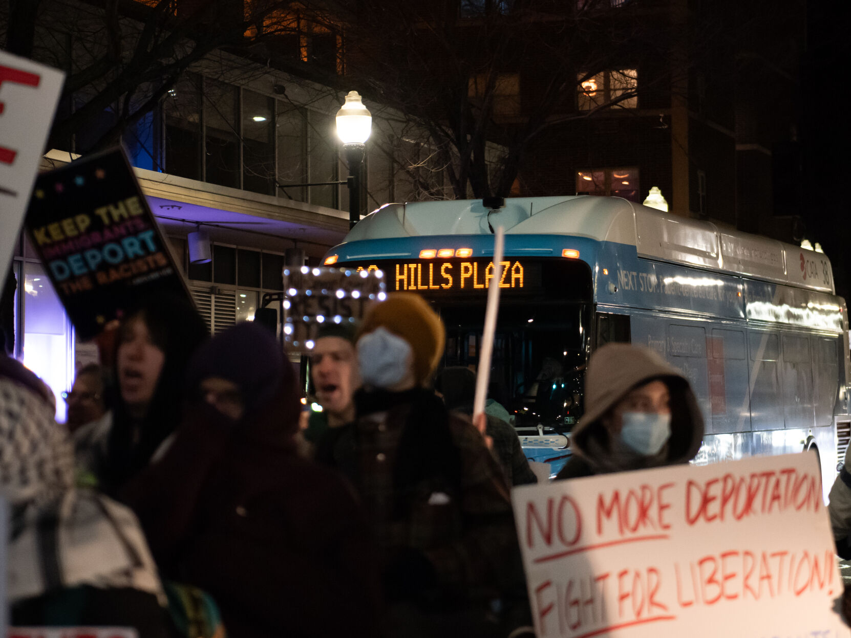 1/12 ICE Protest, CATA Bus behind protesters | | psucollegian.com