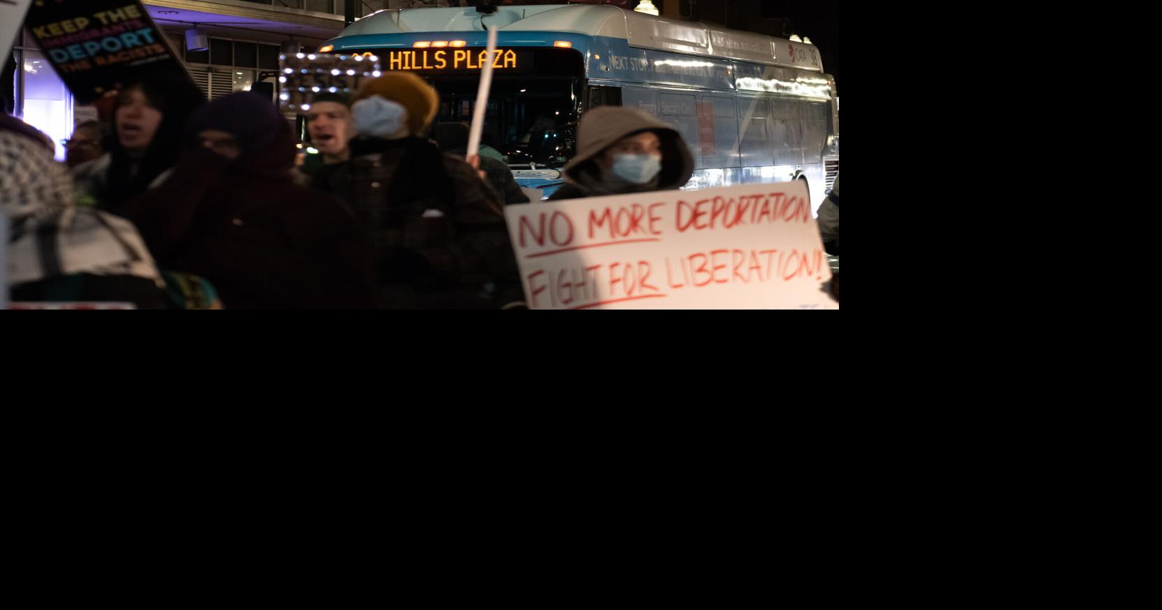 1/12 ICE Protest, CATA Bus behind protesters | | psucollegian.com