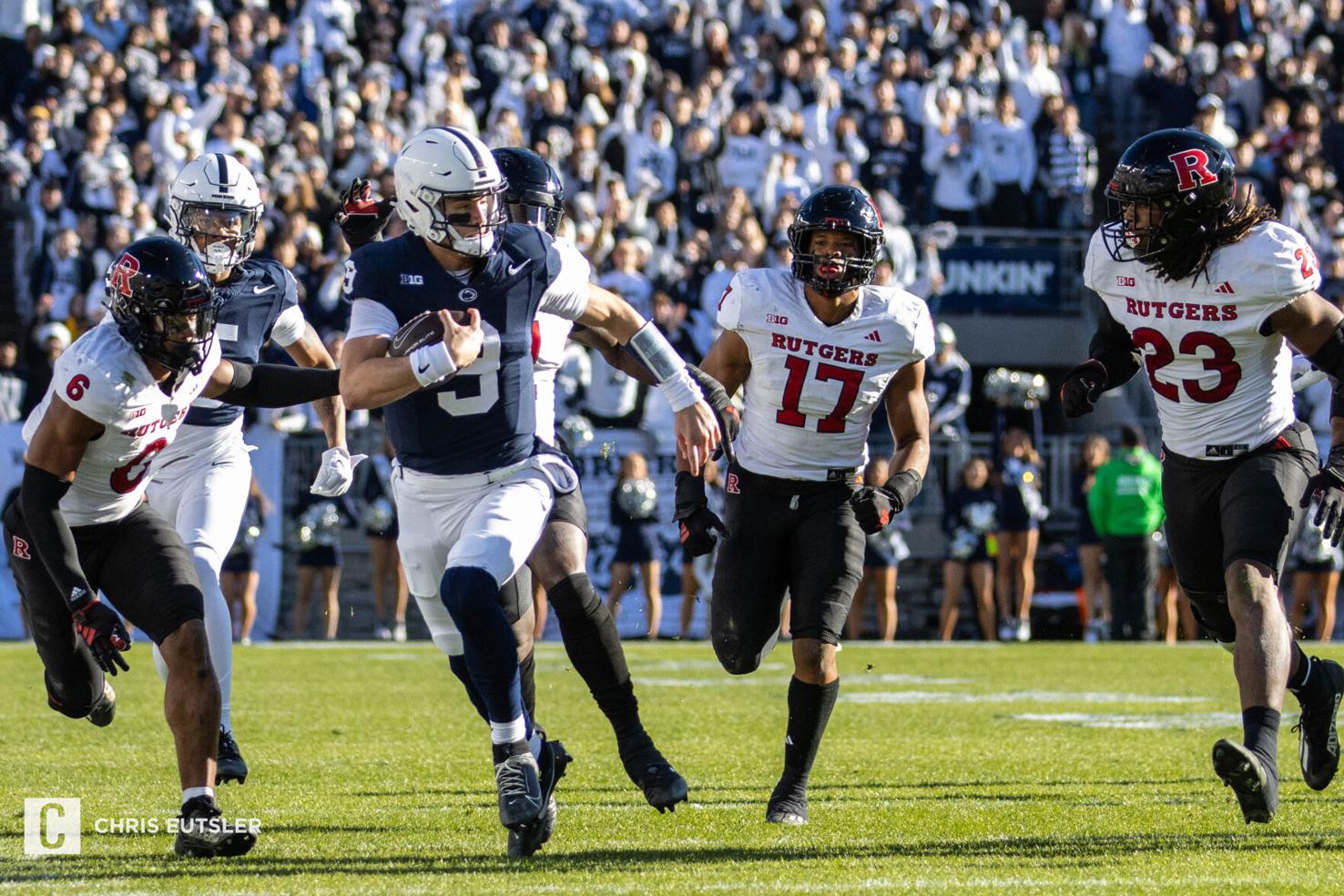 Backup QB Beau Pribula uses legs to lead Penn State to senior day win ...