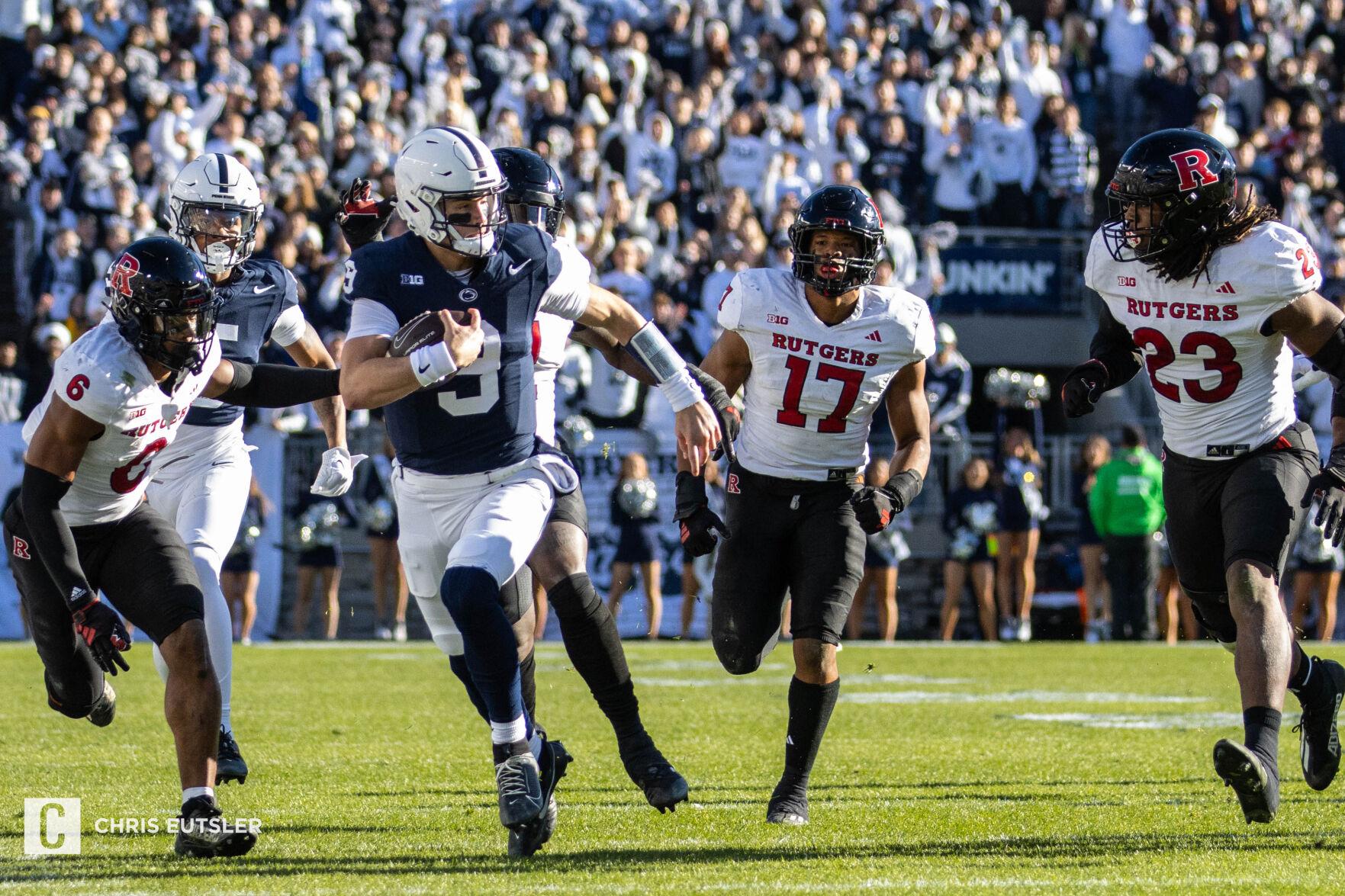 Backup QB Beau Pribula uses legs to lead Penn State to senior day win ...