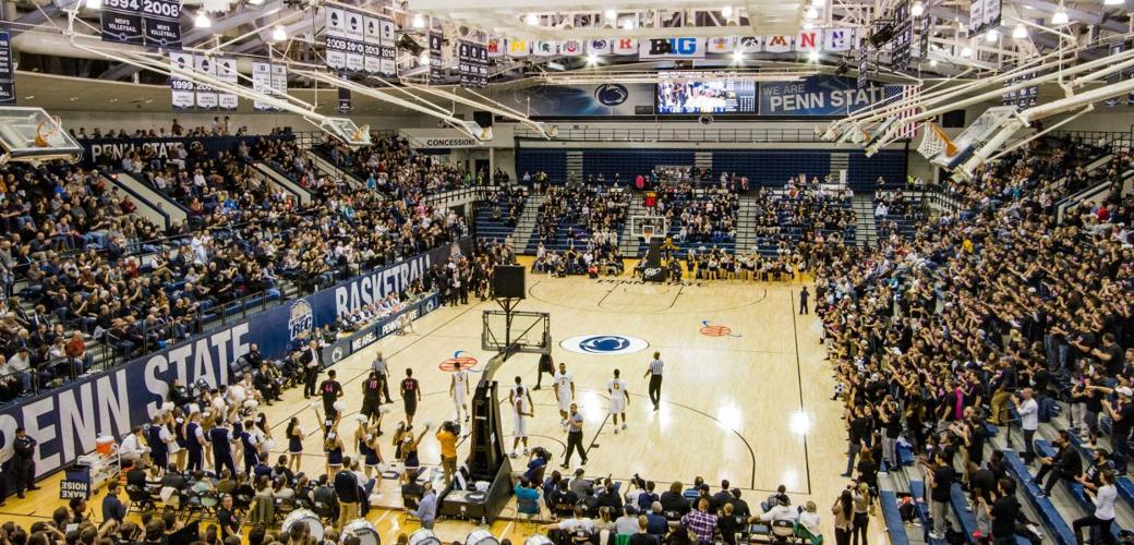 Many hands transform Rec Hall for basketball | Penn State Men's ...