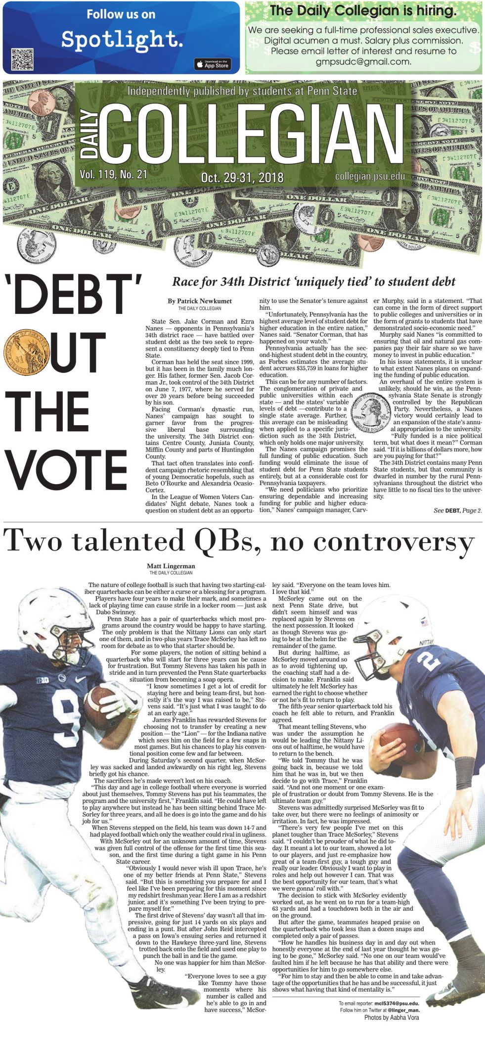 The Daily Collegian for Oct. 29, 2018 | Print Editions | Daily ...