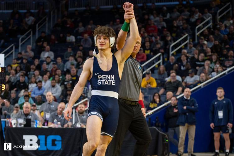 Penn State wrestling’s Levi Haines upsets No. 1 Peyton Robb to capture ...