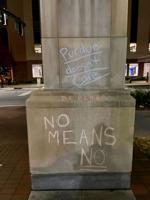 Purdue's Arch covered in chalk writing calling for resignation of Katie ...