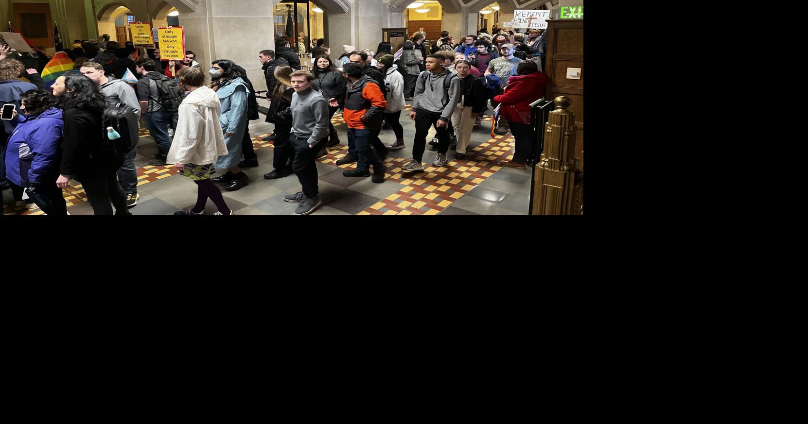 3/23/23 Michael Knowles visits campus, Protestors walk through the ...