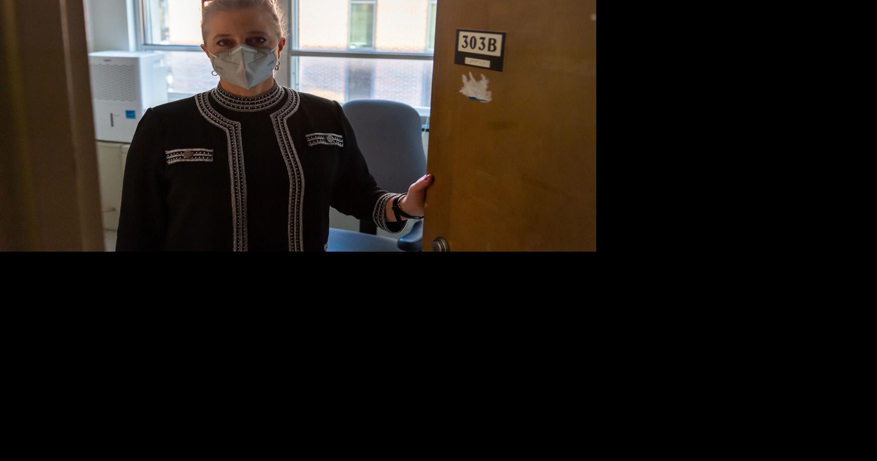 2/1/22 Mold at Heavilon Hall, Professor Armstrong shows off 303 offices ...