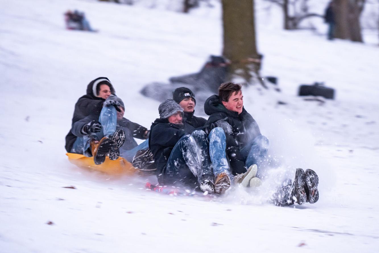 Photo gallery: Students sled fresh snow on Slayter | Campus ...