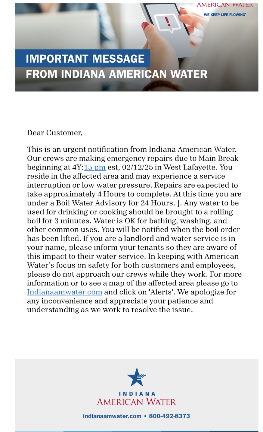 Boil water advisory puts Purdue's alert system to the test | Campus ...