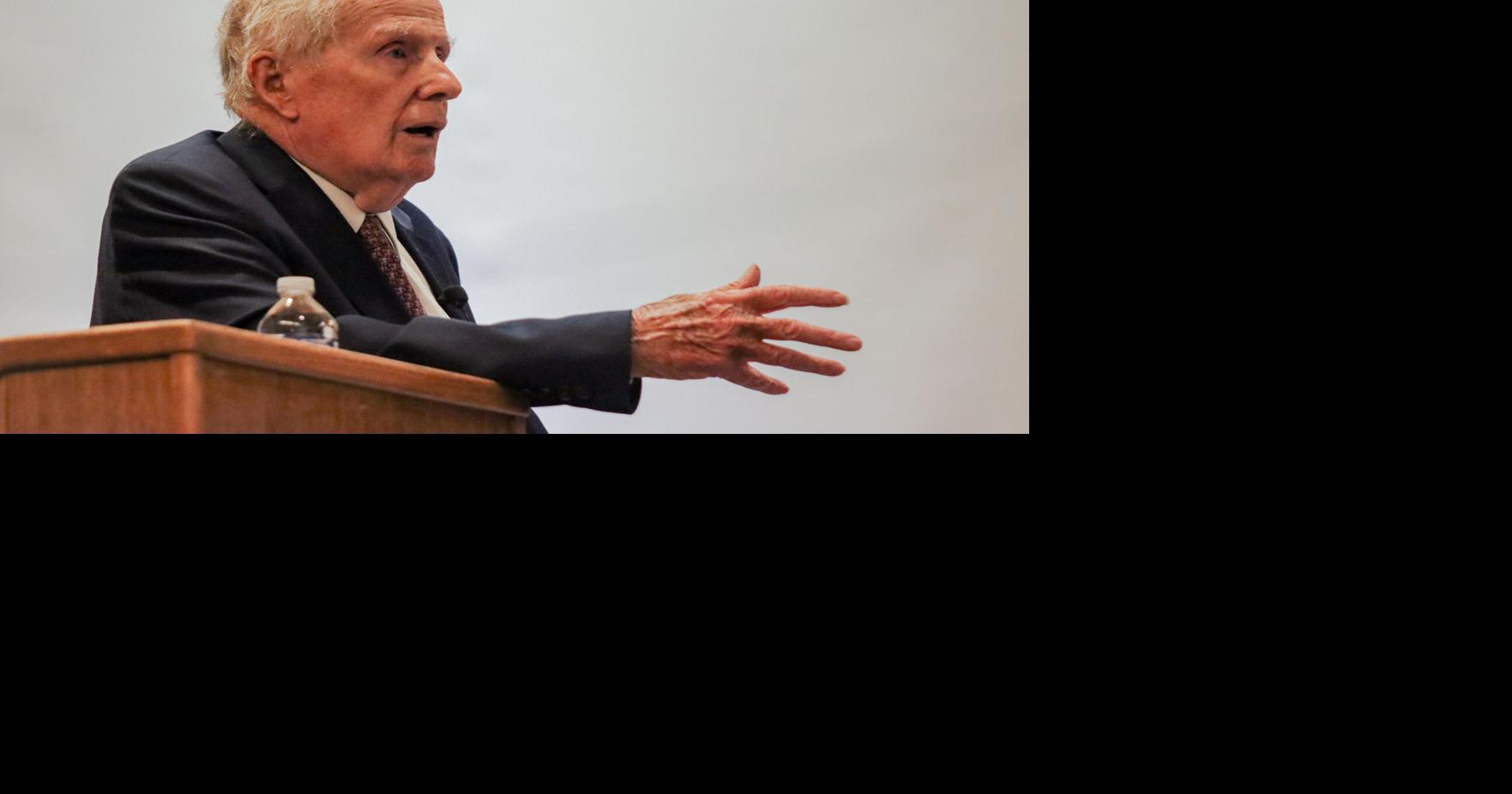 Feerick gestures toward crowd | | purdueexponent.org