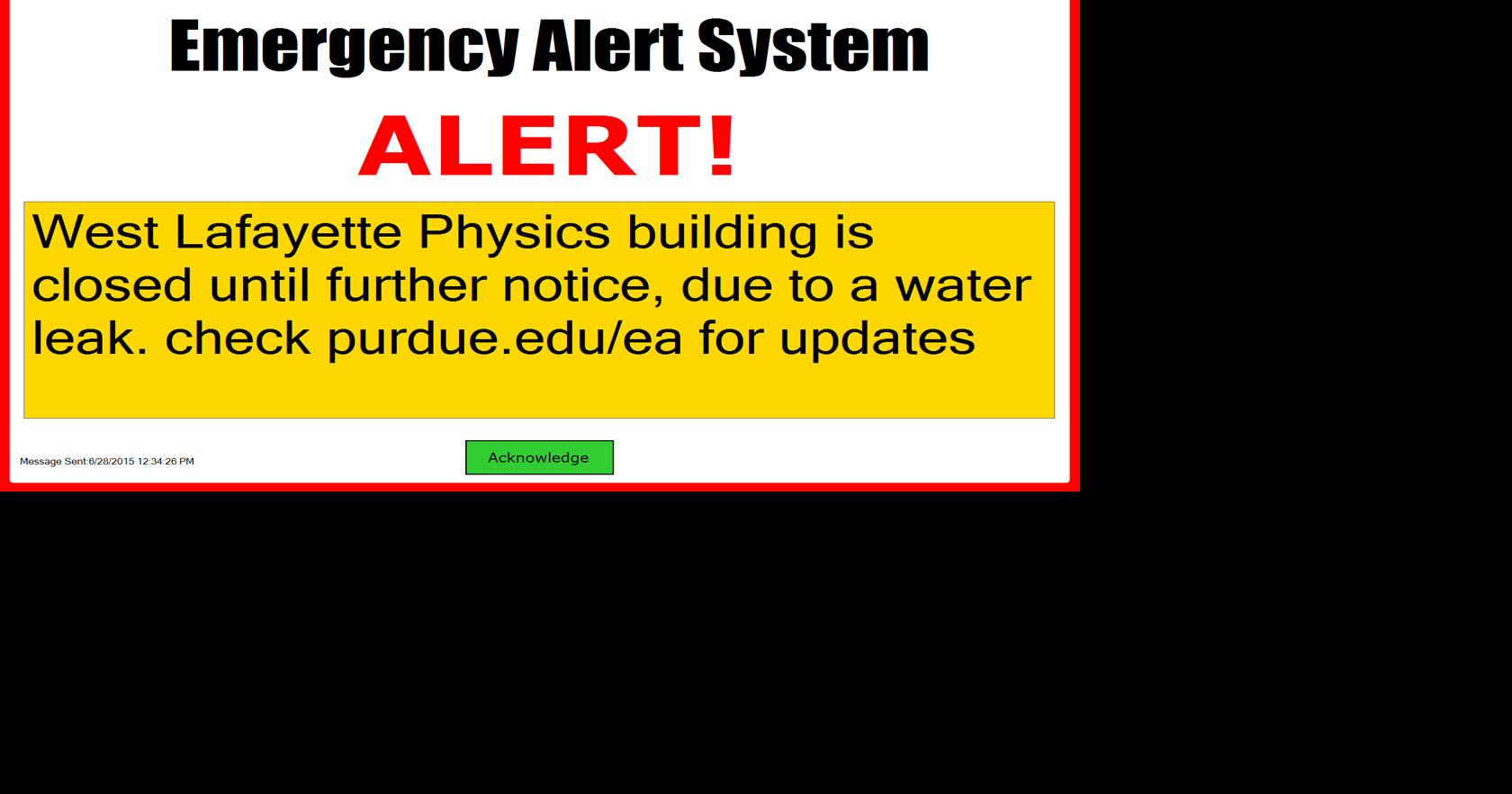Purdue Alertus - Emergency Alert System, Physics Building Closed ...