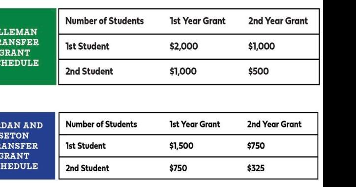 Faith in Our Future: Transfer grant schedule