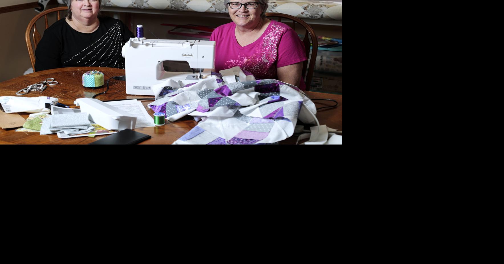 Two sisters sewing lots of stitches