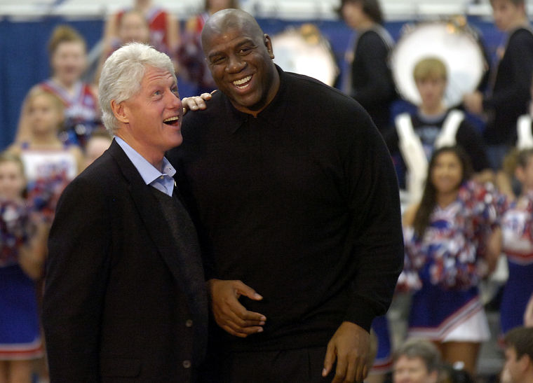 Bill Clinton, Magic Johnson campaign for Hillary