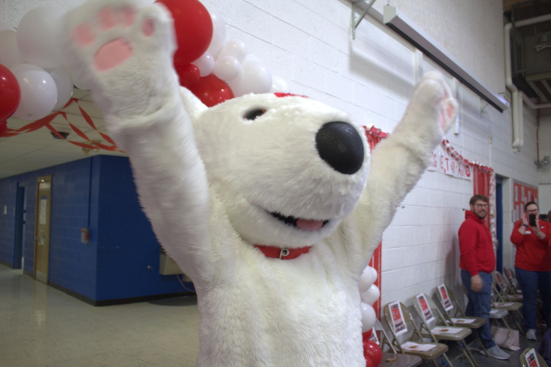 Target and mascot Bullseyes visit Blue Grass Elementary as part of ...
