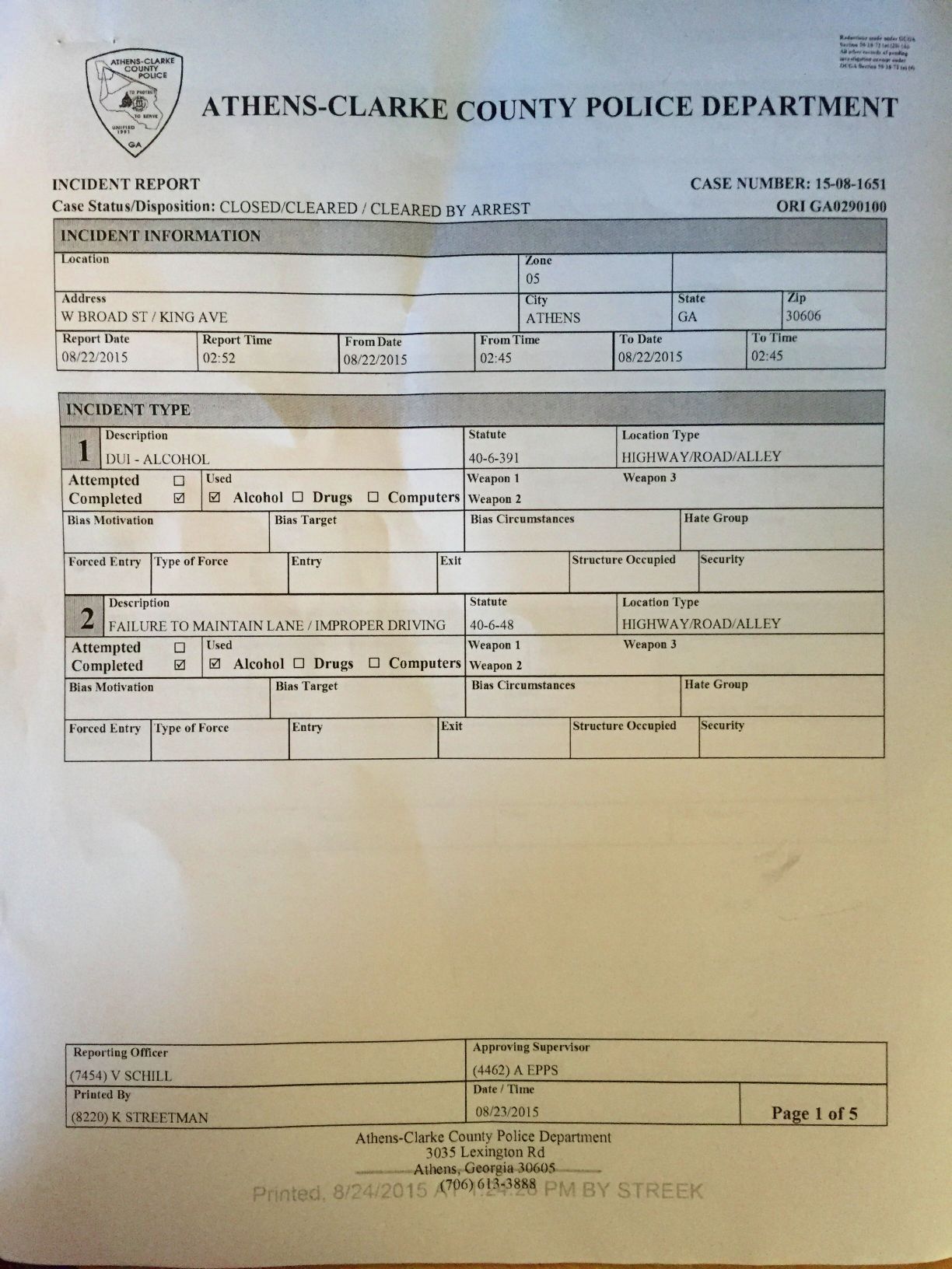 Courtney Coard DUI police report | | redandblack.com