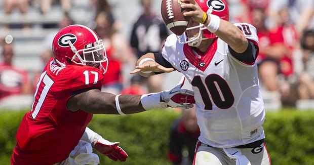 Quarterback Faton Bauta plays full-contact, shines in G-Day performance ...