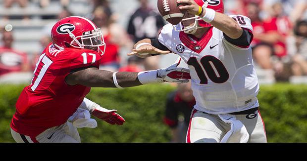 Quarterback Faton Bauta plays full-contact, shines in G-Day performance ...