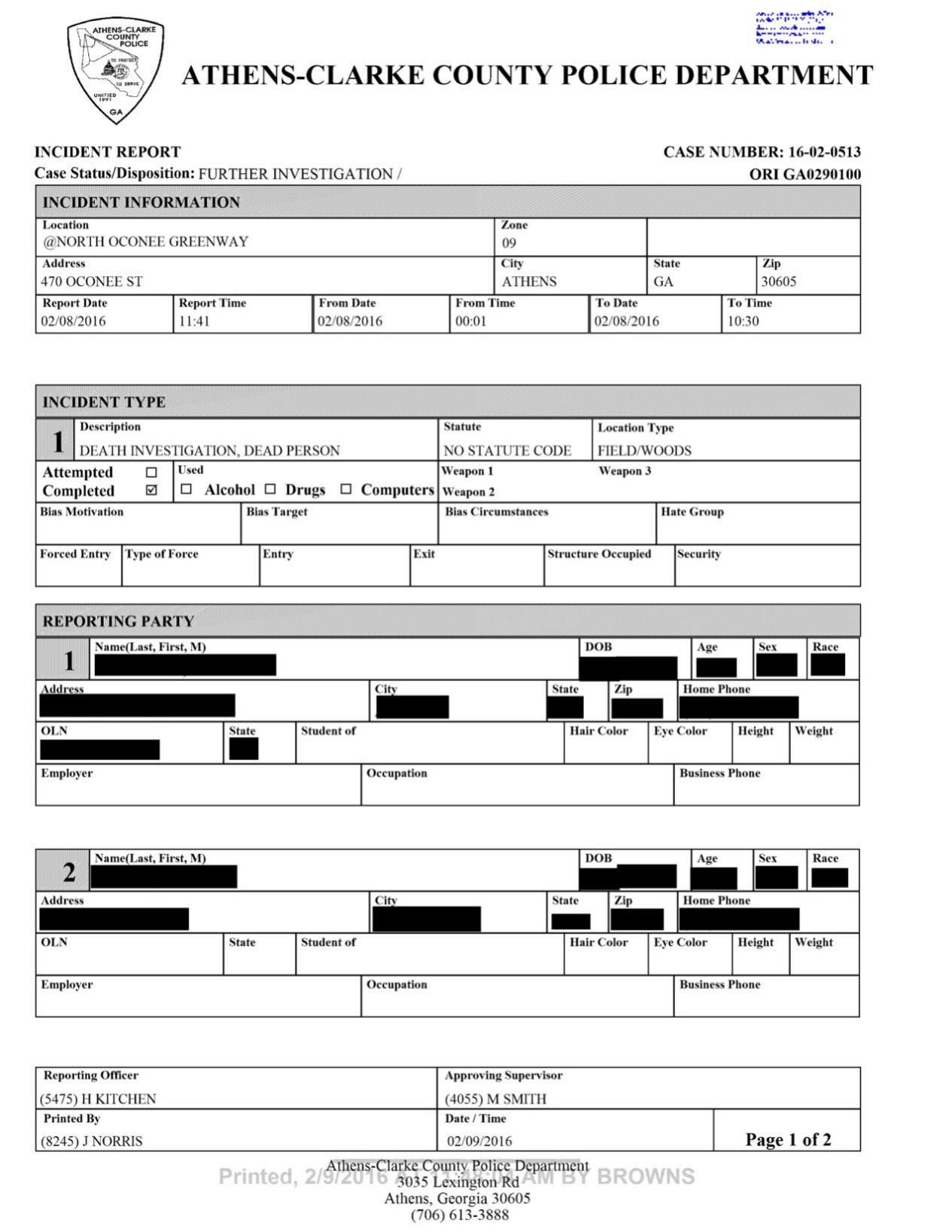 Greenway death investigation report | | redandblack.com