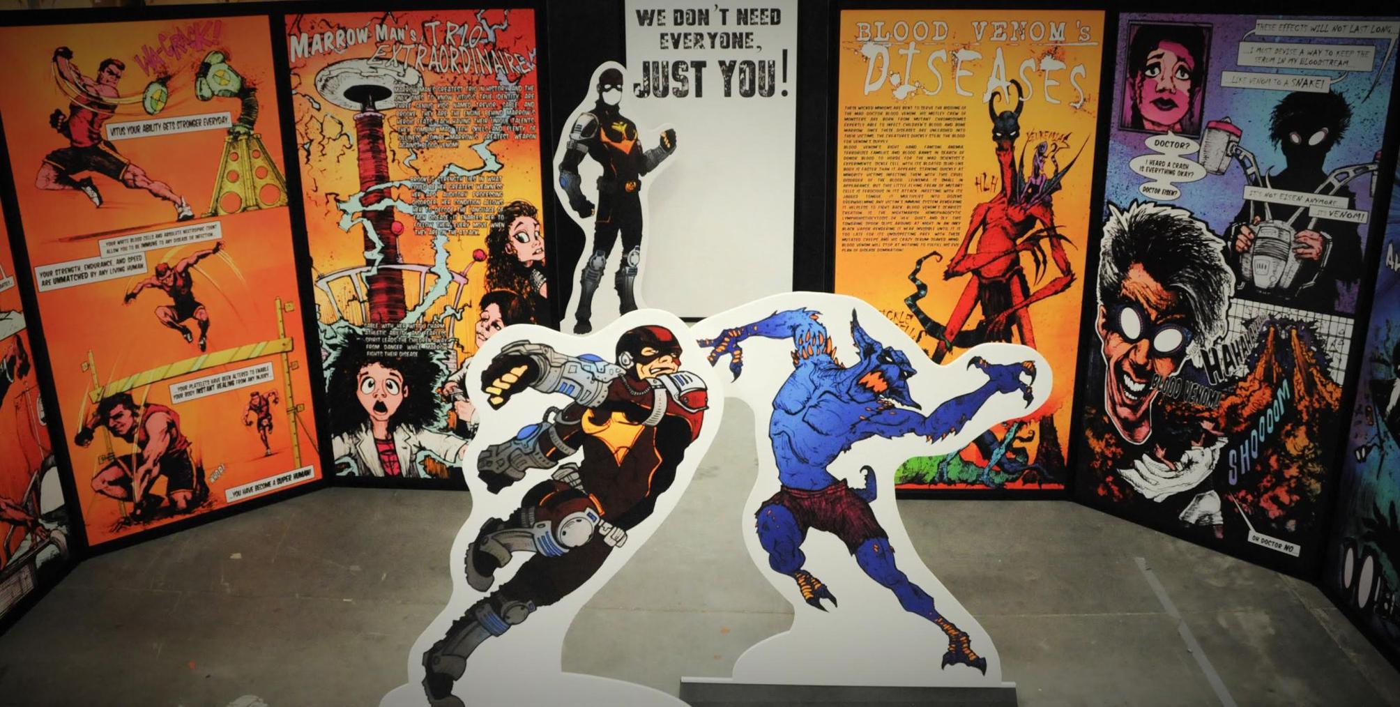 Life-sized comic book exhibit highlights importance of bone marrow ...