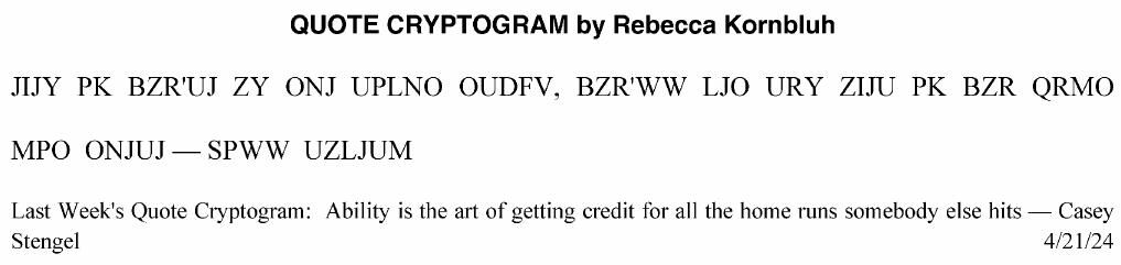 Quote cryptogram | | reflector.com