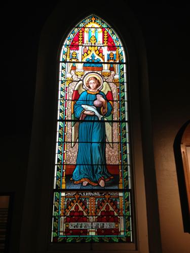 Stained glass series at Saint Michael's Catholic Church features Saint ...