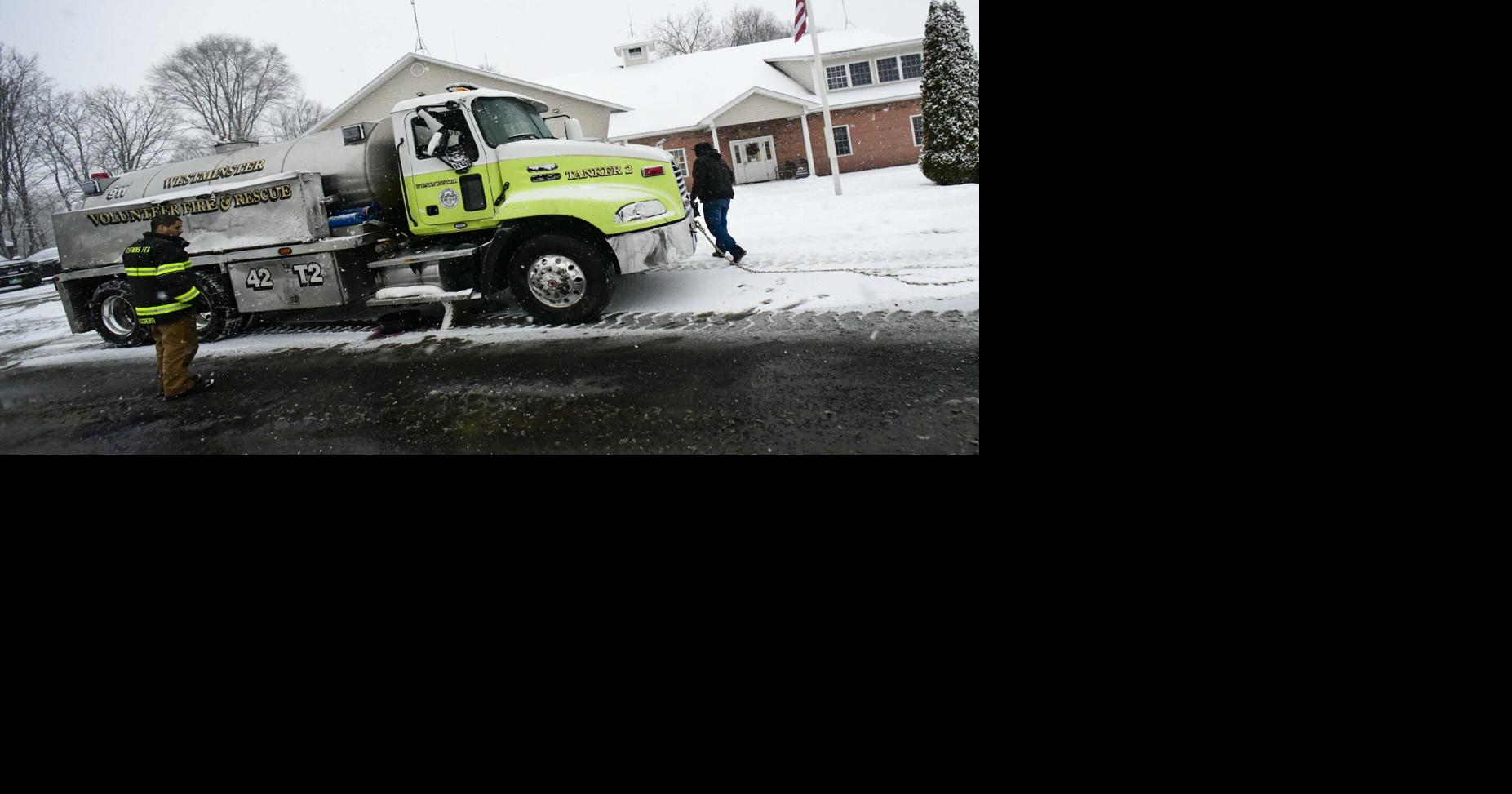 Westminster fire truck ends up in ditch during snowstorm | Local News ...