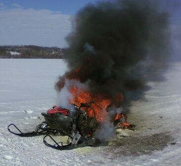 Snowmobile catches fire | Local News | republicaneagle.com