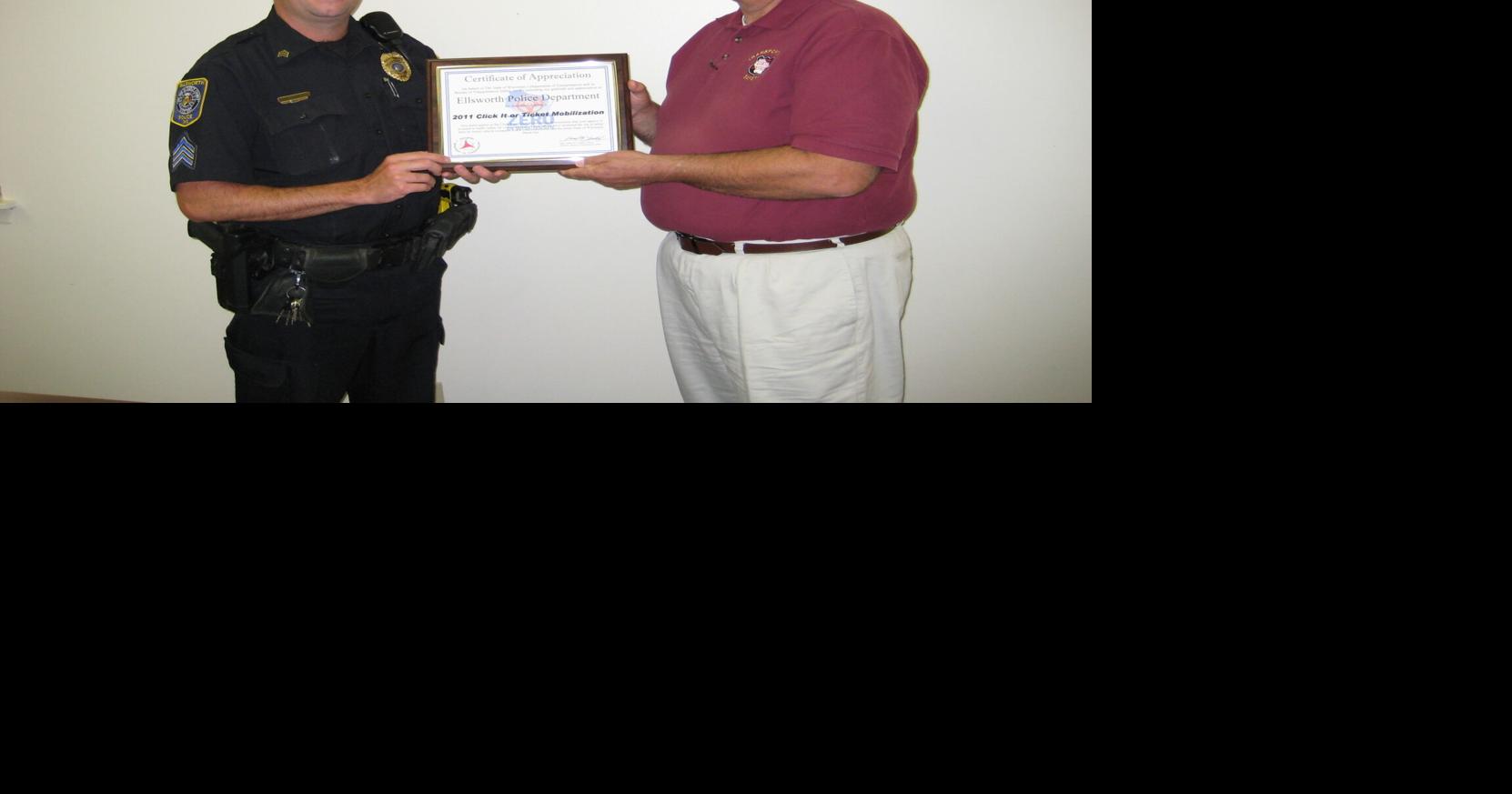 Ellsworth Police given certificate | Local News | republicaneagle.com