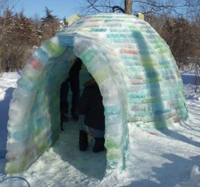 Family and friends make a colorful, backyard igloo | Local News ...