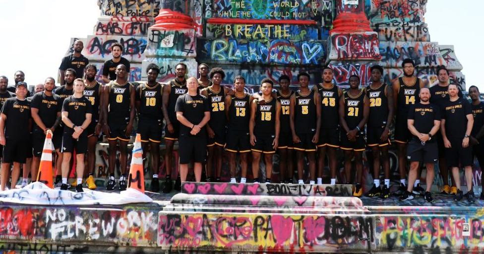 VCU basketball team makes visit to Marcus-David Peters Circle